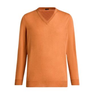 Kiton Homme, Pulls, Orange, Taille: XL Pull en Cachemire et Soie à Col V