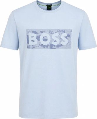 HUGO BOSS Homme, Tops, Bleu, Taille: XL TS_Globe Logo Pattern