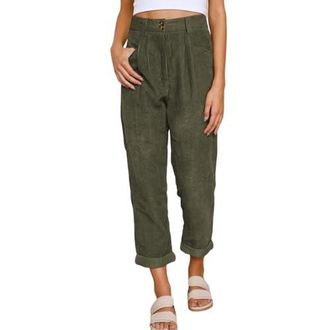 Generic Pantalon taille haute pour femme - Pantalon décontracté taille haute en velours côtelé avec poches Pantalon tendance pour lautomne et le quotidien, Ve