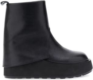 Caf&egrave;noir Bottines En Cuir &Agrave; Revers Et Plateforme, Pour Femme, Couleur Noir, Taille 38