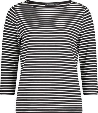 Betty Barclay Damen Basic Shirt mit Ringel 48, Schwarz/Wei&szlig;