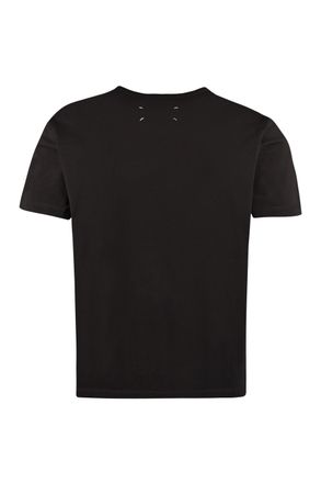 Maison Margiela Mens Cotton T-Shirt Black-White Embroidery T-Shirts Black/white And Polos