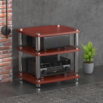 Generic HiFi Regal 4-stufiges Stereo-St&auml;nder, HiFi-Lautsprechergeh&auml;use Mit Vibrationsd&auml;mpfung, Modernes Stereo-Rack Aus Holz for Gaming, Besprechungsr&auml;ume, Wo