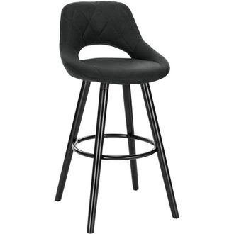 Woltu Woltu - 1 x Tabouret de Bar en Tissu Scientifique, Chaise de Bar Structure en Bois Massif, Anthracite