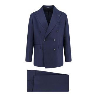 Tagliatore Zweireihiger Leinenblazer - - Suits - Herren - Blau - S