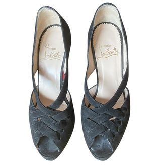 Christian Louboutin Black Suede Criss-Cross Sandals Size 36
