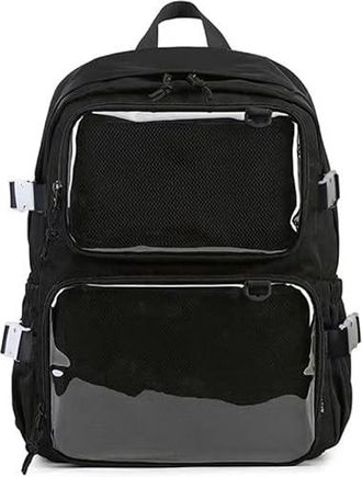 Generic Sac &agrave; dos avec fen&ecirc;tres transparentes pour femmes et adolescentes - Sac &agrave; dos mignon et esth&eacute;tique - Grand sac d&eacute;cole d&eacute;contract&eacute; - Sac &agrave; dos robuste 