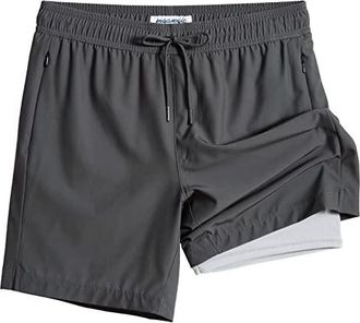 Maamgic Homme Short de Bain 2 en 1 à séchage Rapide avec Doublure | Séchage Rapide Short de Natation décontracté Boardshorts avec Pantalon intérieur et Poche,
