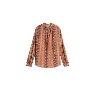 Twinset Bluse mit Python-Print und R&uuml;schen&auml;rmeln - - Blouses & Shirts - Damen - Rosa - XS