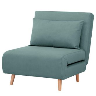M&oslash;rteens home24 Schlafsessel Blau/Blau Microfaser Ehmi Buche Hell 77 x 81 x 90cm