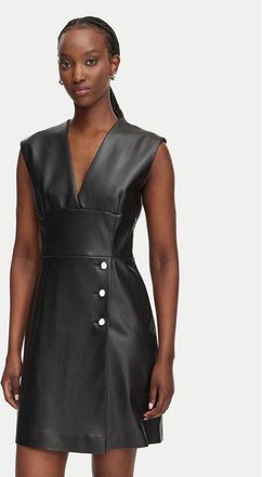 HUGO BOSS Kleid aus Kunstleder Katiri-1 50566898 Schwarz Slim Fit