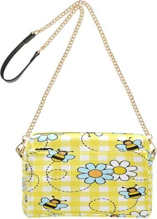 HMZXZ Sacs à bandoulière mignons à carreaux marguerites pour femmes, sacs à main en cuir, petits sacs à main à bandoulière, insectes