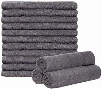 Brandsseller Lot de 10 Serviettes de Bain 30 x 50 cm Serviettes Invit&eacute;s Serviette &Eacute;ponge avec Crochet Coton 450 g/m&sup2; Salle de Bain M&eacute;nage - Anthracite