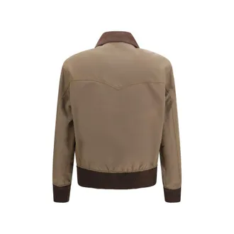 Prada Mens Brown Cotton Full-Length Jacket Clothing