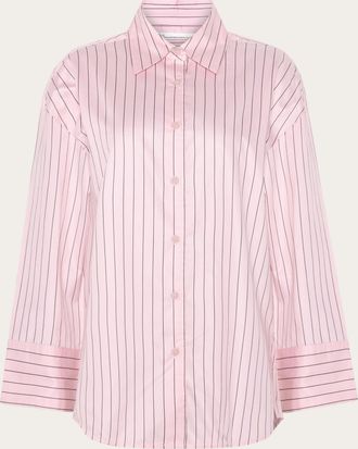 Knowledge Cotton Apparel Damen vegan Hemd Dew Relaxed Stripe Rot