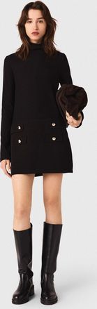 Maje Kurzes Kleid Mit Stehkragen - Schwarz - Maje