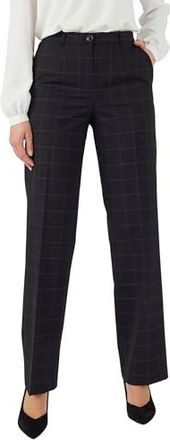 Damart Pantalon Large M&eacute;lange Laine Bi-Stretch pour Femme, Coupe Standard, Noir Grands Carreaux, 38