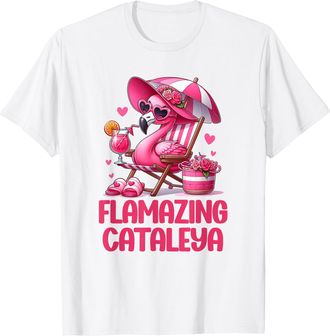 BDAZ Flamazing Cataleya Pink Flamingo Tropical Beach Trip Damen T-Shirt