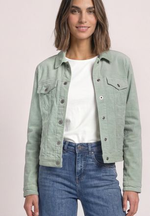 Street One Cordjacke STREET ONE, Damen, Gr. 34, gr&uuml;n (eucalyptus gr&uuml;n), Cord, 98% Baumwolle, 2% Elasthan, unifarben, regular fit normal, ohne Ausschnitt, B&uuml;ndche