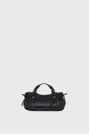 Gerard Darel Mini sac &agrave; main en cuir grain&eacute; int&eacute;rieur m&eacute;tallis&eacute;- 12H - Noir/Or