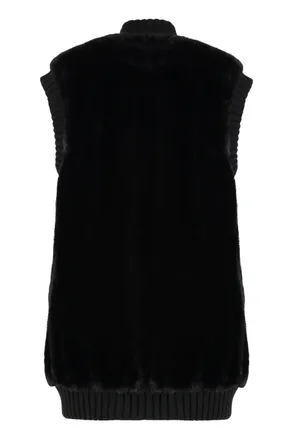Pinko Womens Long Fur-Effect Vest Black Polyester Faux Fur & Shearling Coats