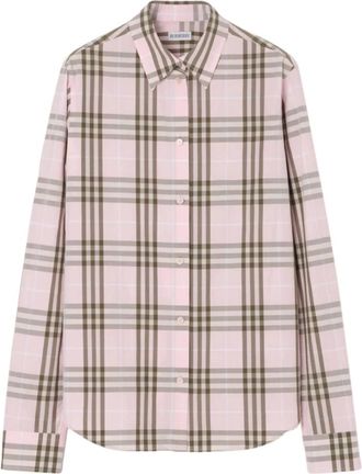Burberry Femme, Blouses et Chemises, Rose, Taille: 32 FR Chemise &agrave; carreaux en coton coupe classique