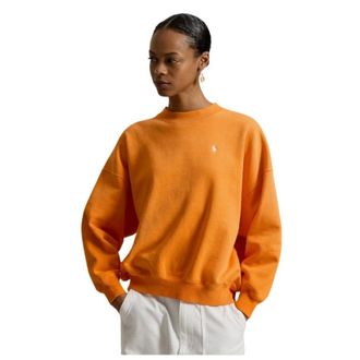 Polo Ralph Lauren Femme, Sweatshirts et sweats &agrave; capuche, Orange, Taille: 38 FR Sweat Polo oversize fit Ralph Lauren - Taille: XXS,Mati&egrave;re: 87% cotton 13% polyester,Cou