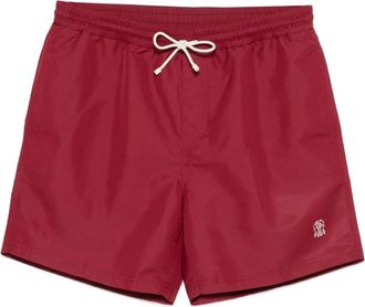 Brunello Cucinelli Homme, Maillots de bain, Rouge, Taille: XL Logo Swim Shorts