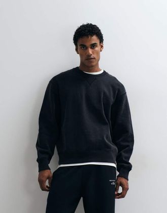 Abercrombie & Fitch sweat-shirt col rond &eacute;pais d&eacute;lav&eacute; noir