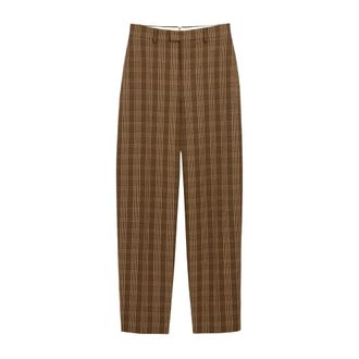 Ami Pantalon Ballon en Laine &agrave; Carreaux - Femme - Pantalons - Brun - Taille: 36 FR