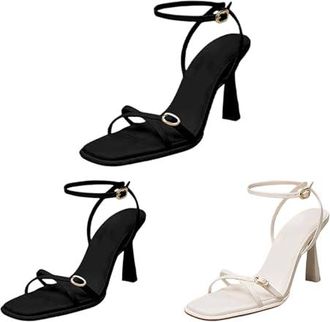 Generic Sandales d&eacute;t&eacute; &eacute;l&eacute;gantes pour femme avec talon noir Sandales ouvertes avec talons pour femme Sandales l&eacute;g&egrave;res Escarpins &agrave; talons hauts Escarpins a&eacute;r&eacute;s 