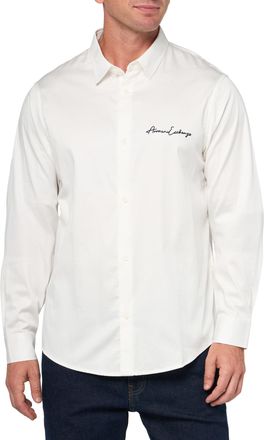 A|X Armani Exchange Mens Essential, Logo Signature,Regular Fit,White,XXL