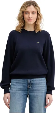 Lacoste Femme, Pulls, Bleu, Taille: 38 FR Pull Col Rond Coton Coupe Ample