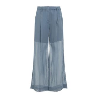 Brunello Cucinelli Femme, Pantalons, Bleu, Taille: 34 FR Organza Cotton Pants