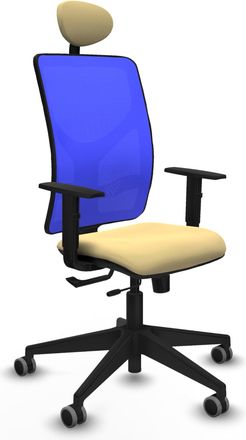 Piqueras y Crespo Schreibtischstuhl Home Office mit 1D-Armen, h&ouml;henverstellbarer Lendenwirbelst&uuml;tze und festem Kopfteil, ausgestattet mit Syncro/Traslack und Schneidesc