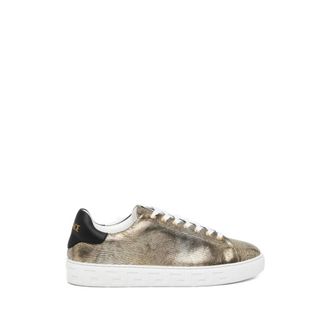 Versace Homme, Chaussures, Jaune, Taille: 42 EU Greca Lizard-Effect Baskets