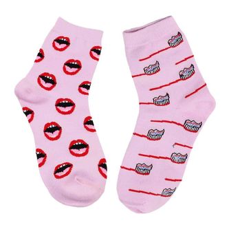Amosfun Winter Herbst Hohe Socken In Rohr Socke Baumwolle Z&auml;hne und Zahnb&uuml;rste Frauen M&auml;nner Socken Rosa Partydekoration