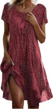 Generic Cihdmfb Robe d&eacute;t&eacute; pour femme - Grandes tailles - D&eacute;contract&eacute;e - Manches courtes - Col rond - Robe tunique l&eacute;g&egrave;re et confortable - Robe de loisirs surd