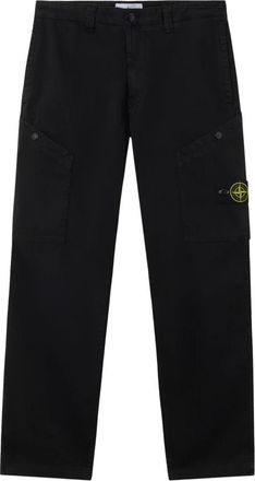 Stone Island Homme, Pantalons, Noir, Taille: W32 Pantalon Cargo en Satin de Coton