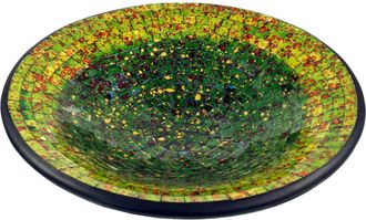 Guru Shop Runde Mosaikschale, Untersetzer, Dekoschale, Handgearbeitete Keramik & Glas Obst Schale - Design 9, Size:mittel (&Oslash; 37 cm)