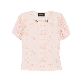 Simone Rocha Verzierter Cardigan mit Puff&auml;rmeln und Lochstrickmuster - - Knitwear - Damen - Rosa - S