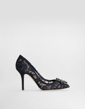 Dolce & Gabbana Lace Rainbow Pumps With Brooch Detailing - Frau Pumps Und Slingbacks Blau Spitze 36.5