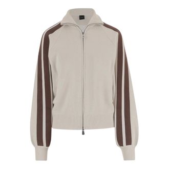 Pinko Pinko, Femme, Sweatshirts et sweats &agrave; capuche, Beige, Taille: 38 FR SweaT-shirt Zipp&eacute; avec Logo Love Birds