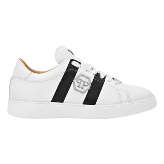 Philipp Plein unisex, Chaussures, Blanc, Taille: 45 EU Leather Lo-Top Baskets Hexagon
