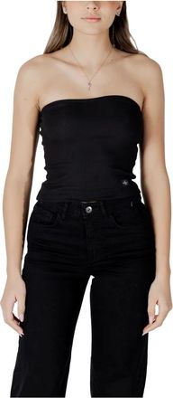 Calvin Klein Jeans Schwarzes &auml;rmelloses Baumwoll-Lycra-Top - - Tops - Damen - Schwarzk - XS