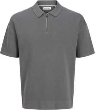 Jack & Jones Jjtroy Knit Zip Polo, Gris, XL Hommes