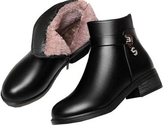 Generic Bottes orthop&eacute;diques en cuir synth&eacute;tique pour femme - Talon haut - Imperm&eacute;ables - Antid&eacute;rapantes - Avec fermeture &eacute;clair lat&eacute;rale, Noir, 35.5 EU