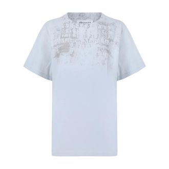 Maison Margiela Baumwoll-Grafik-T-Shirt - - Tops - Damen - Blau - L
