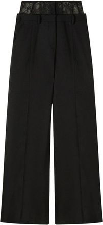 Patrizia Pepe Femme, Pantalons, Noir, Taille: 38 FR Pantalon Large en Cr&ecirc;pe Fluide