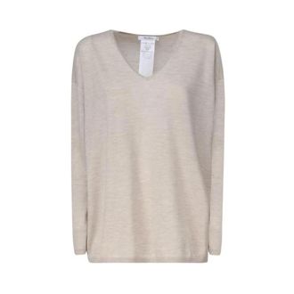 Max Mara Luxuri&ouml;ser Cashmere V-Neck Jumper - - Knitwear - Damen - Beige - M